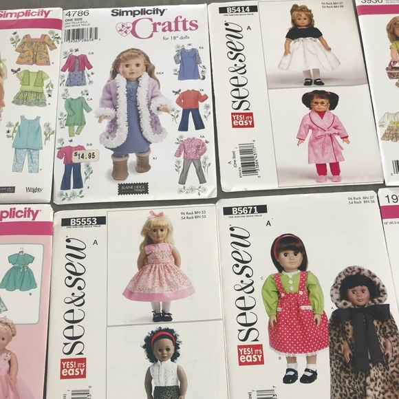 Simplicity, and See & Sew | Toys | New 8 Doll Clothes Patterns American ...